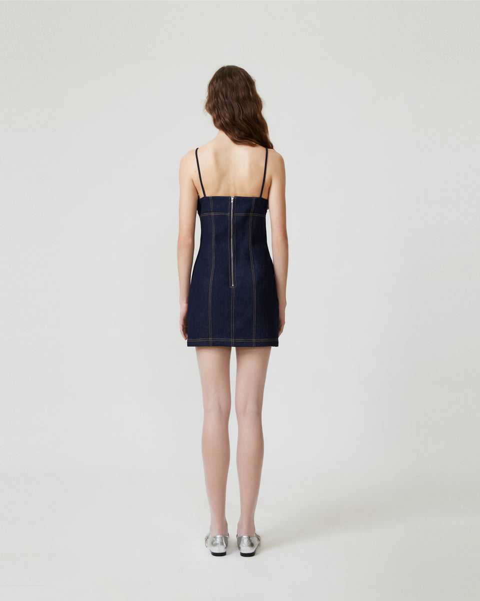 DISAYA l Denim dress crystal Macrame