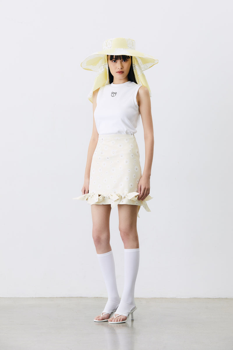 DISAYA | Rib knit stretch round neckline with Disaya logo embroidery